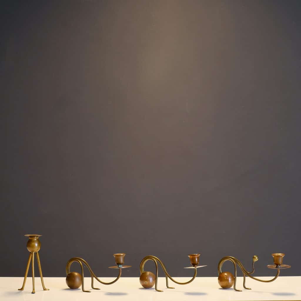 Set of 4 brass & copper candlesticks by Carl Deffner (1856-1948 ...